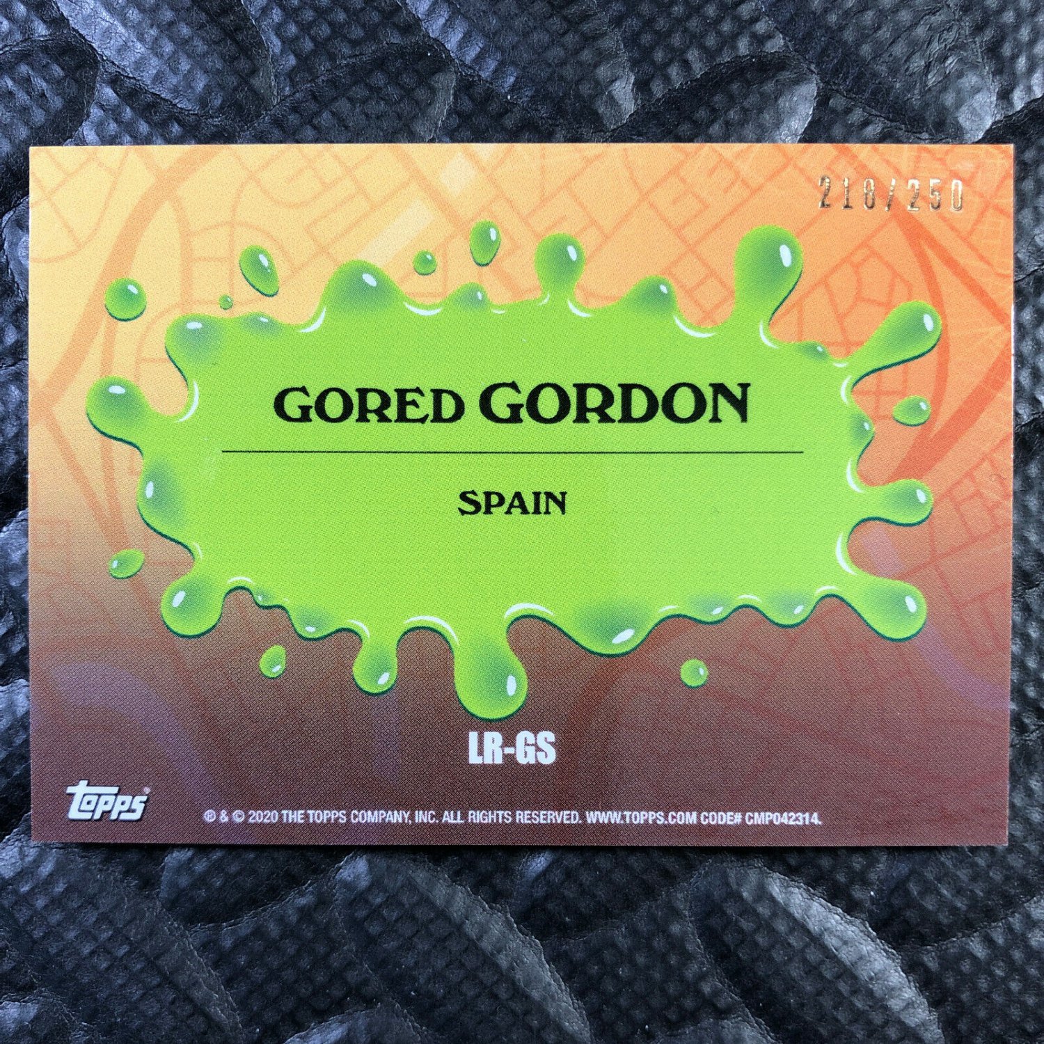 2020 GARBAGE PAIL KIDS 35th ANNIVERSARY RELIC LR-GS GORED GORDON SPAIN