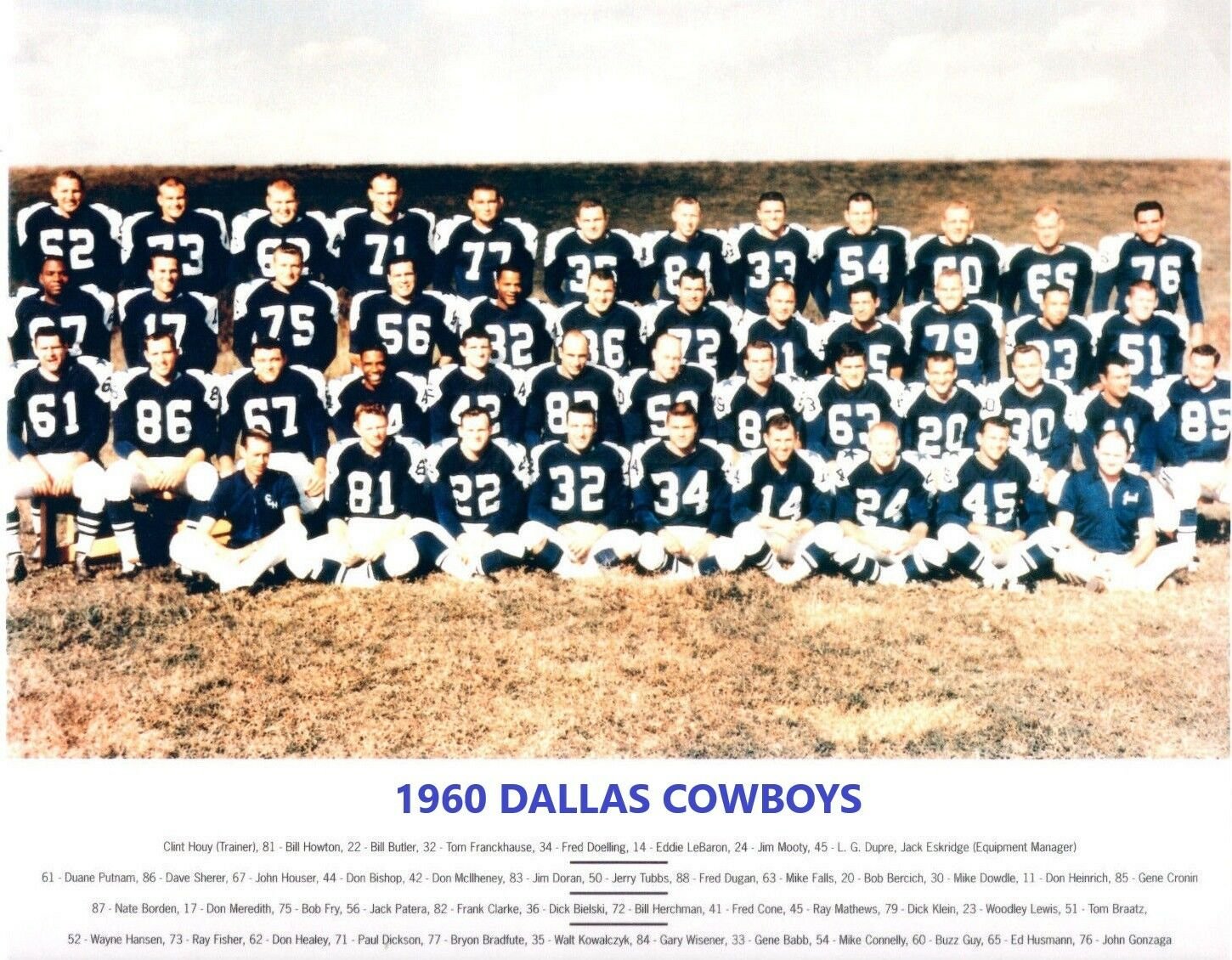1960 DALLAS COWBOYS 8X10 TEAM PHOTO FOOTBALL PICTURE NFL