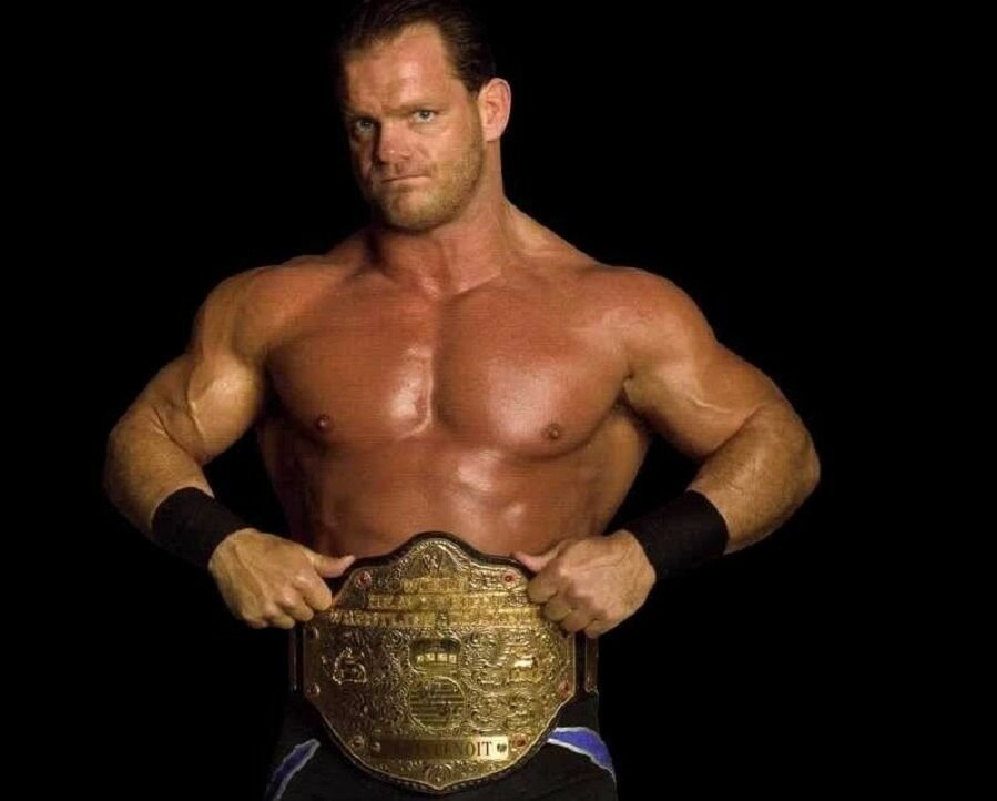 CHRIS BENOIT 8X10 PHOTO WRESTLING PICTURE WITH BELT