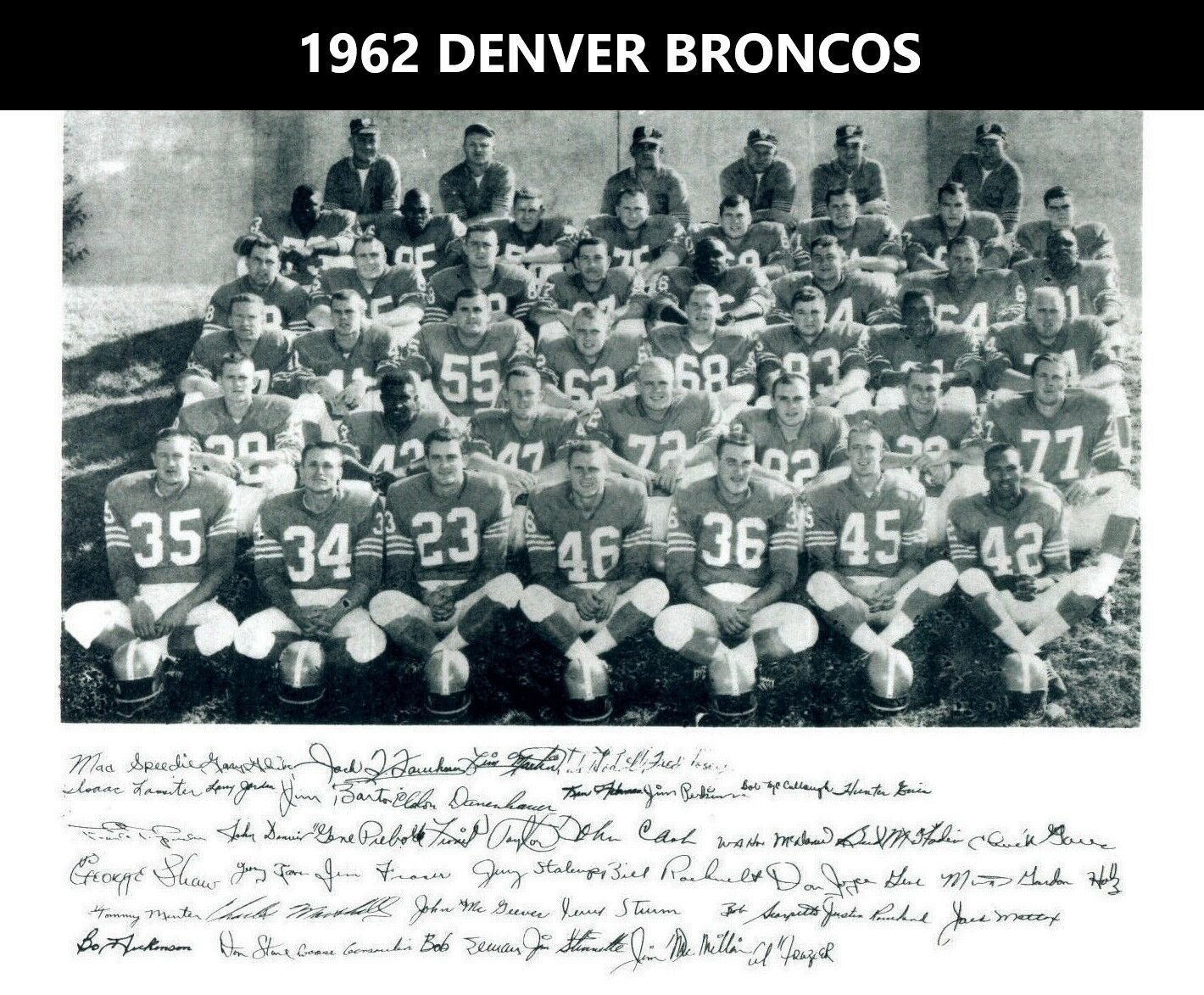1962 DENVER BRONCOS 8X10 TEAM PHOTO PICTURE AFL FOOTBALL
