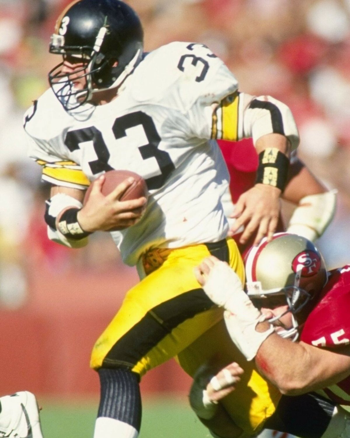 MERRIL HOGE 8X10 PHOTO PITTSBURGH STEELERS NFL FOOTBALL VS 49ERS