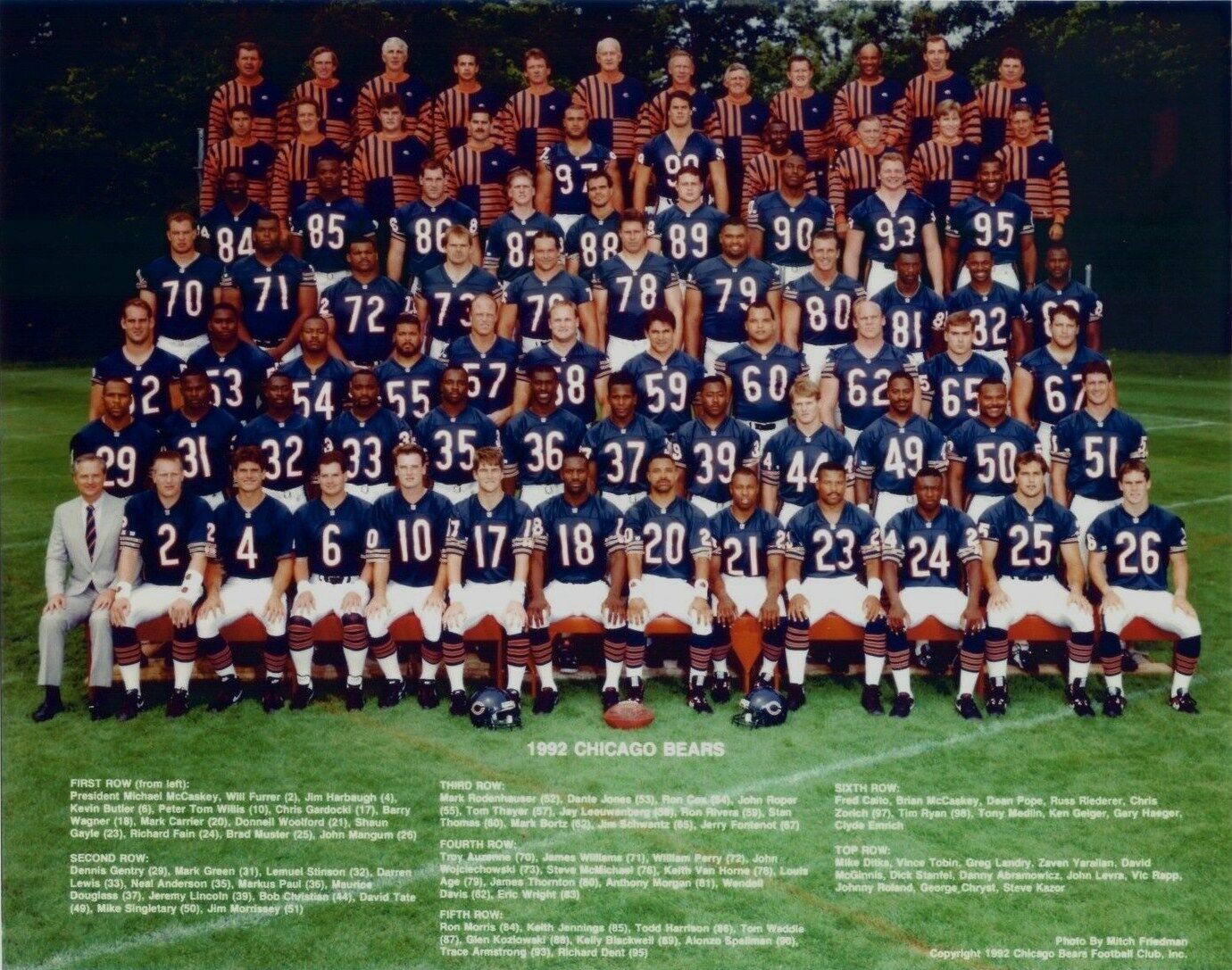 1992 CHICAGO BEARS 8X10 TEAM PHOTO FOOTBALL NFL PICTURE