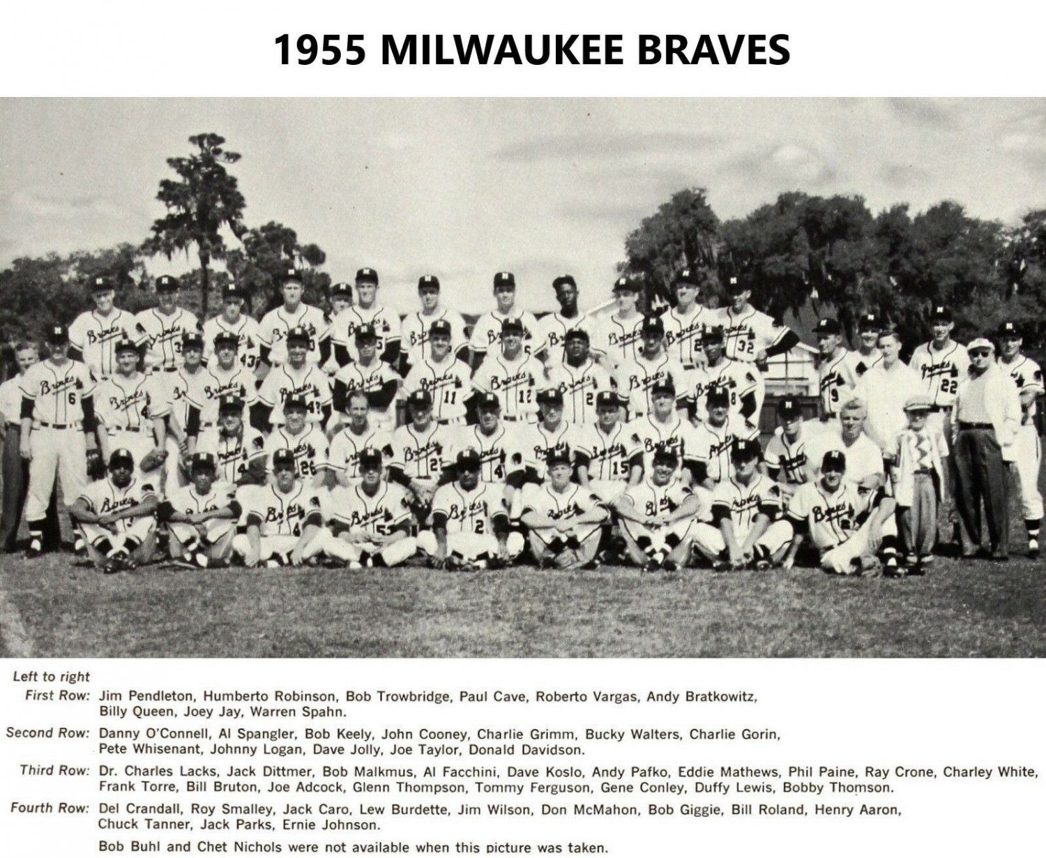 1955 MILWAUKEE BRAVES 8X10 TEAM PHOTO BASEBALL PICTURE MLB