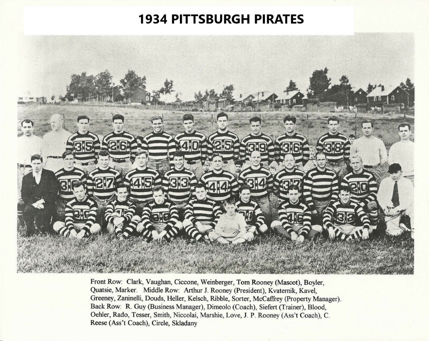 1934 PITTSBURGH STEELERS 8X10 TEAM PHOTO NFL FOOTBALL PICTURE PIRATES