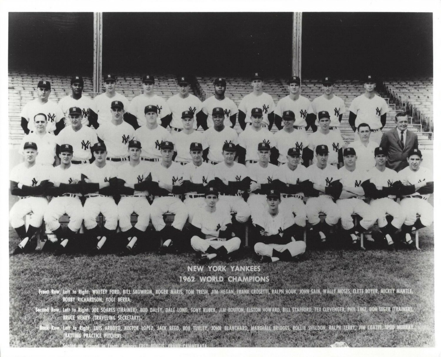 1962 NEW YORK YANKEES 8X10 TEAM PHOTO BASEBALL PICTURE NY WORLD CHAMPS MLB