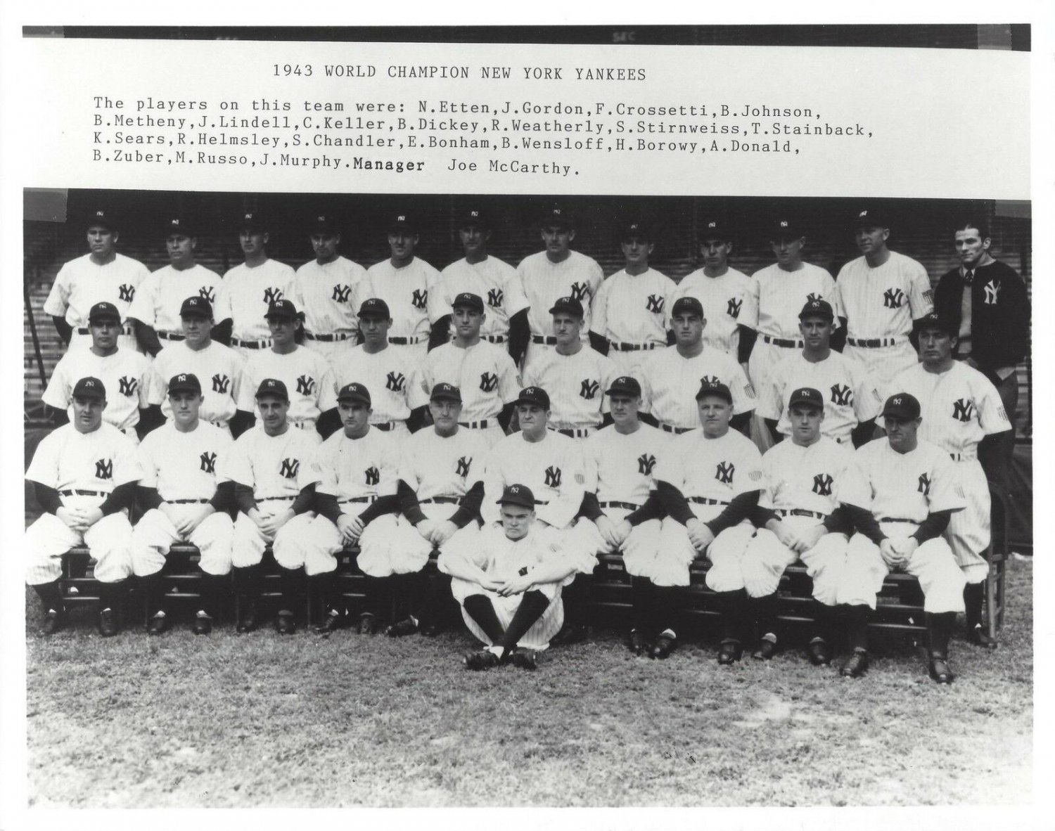 1943 NEW YORK YANKEES 8X10 TEAM PHOTO BASEBALL MLB PICTURE NY WORLD CHAMPS