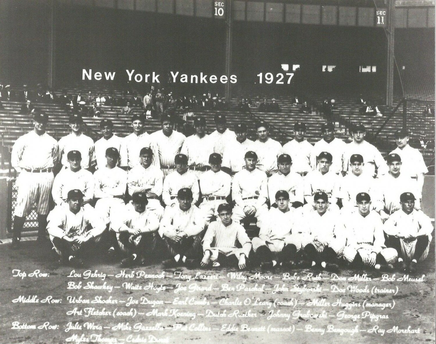 1927 NEW YORK YANKEES 8X10 TEAM PHOTO BASEBALL PICTURE NY WITH NAMES MLB