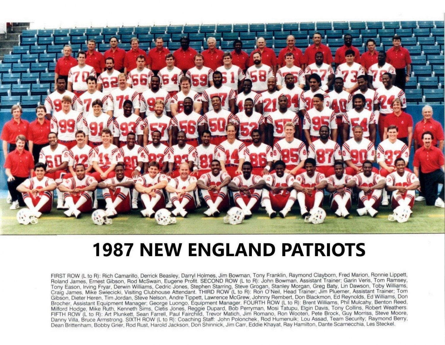 1987 NEW ENGLAND PATRIOTS 8X10 TEAM PHOTO FOOTBALL PICTURE NFL