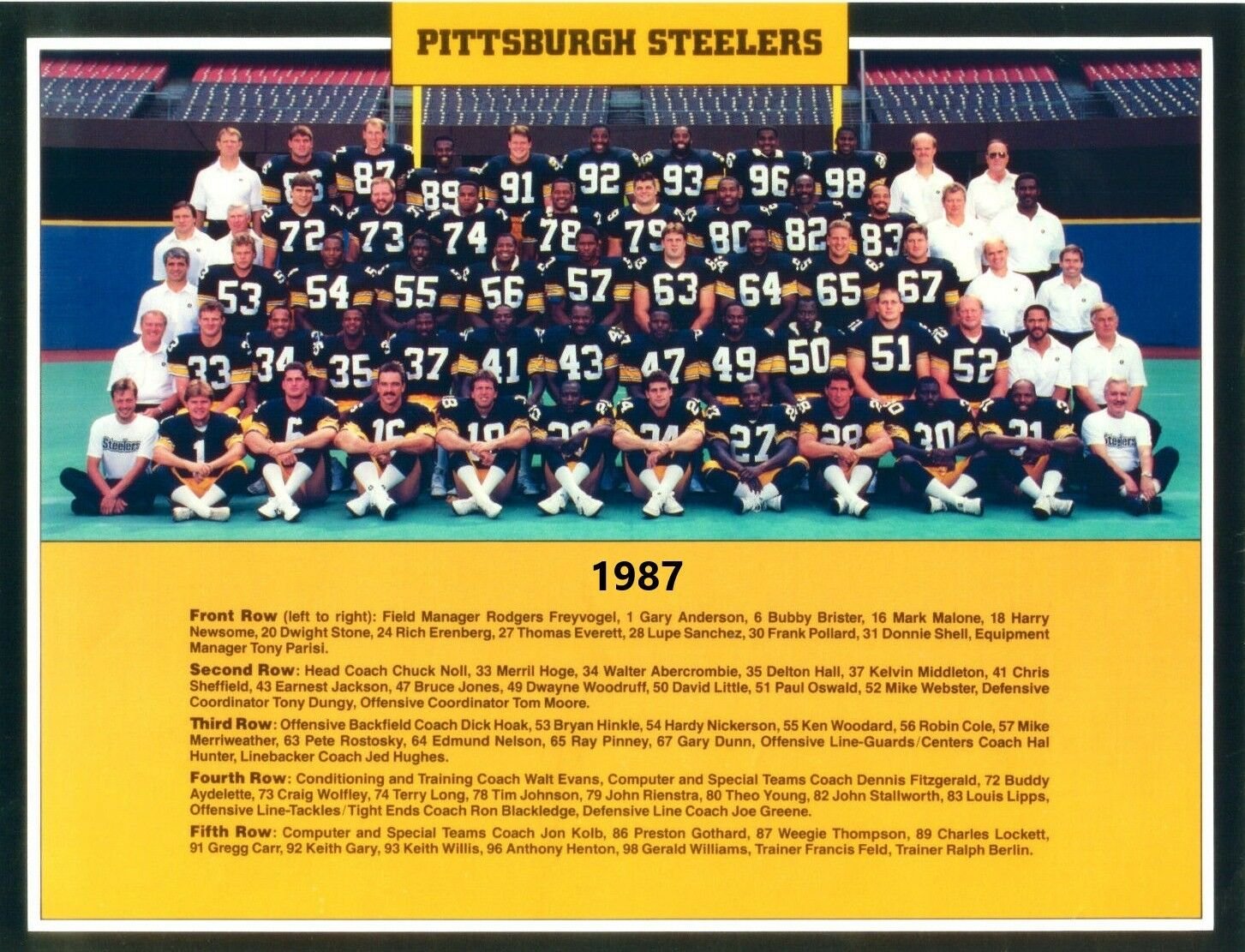 1987 PITTSBURGH STEELERS 8X10 TEAM PHOTO FOOTBALL PICTURE NFL