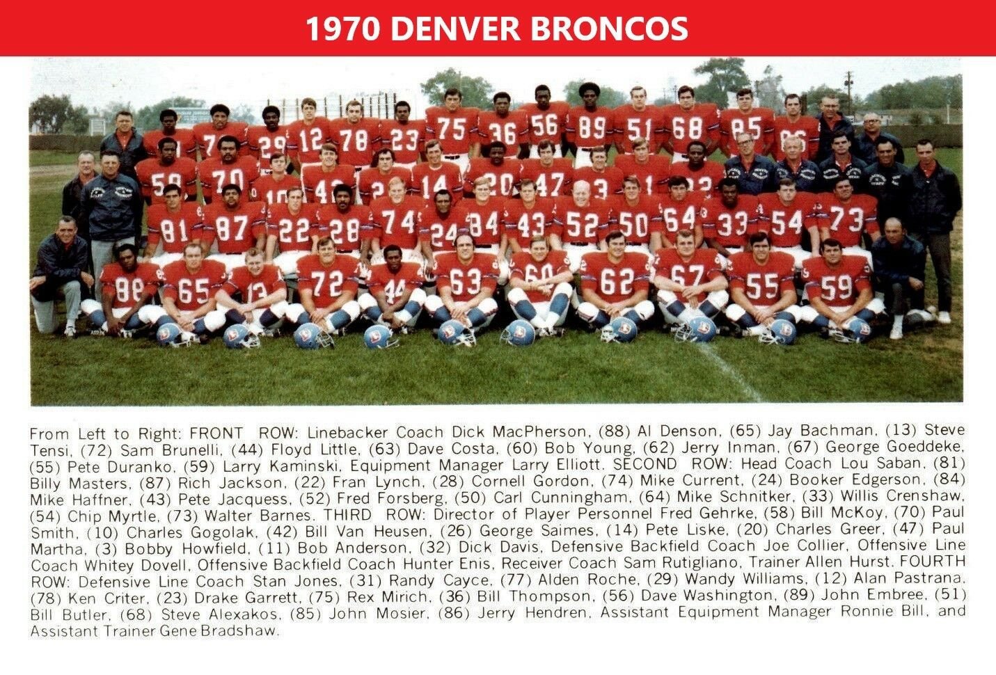 1970 DENVER BRONCOS 8X10 TEAM PHOTO PICTURE NFL FOOTBALL