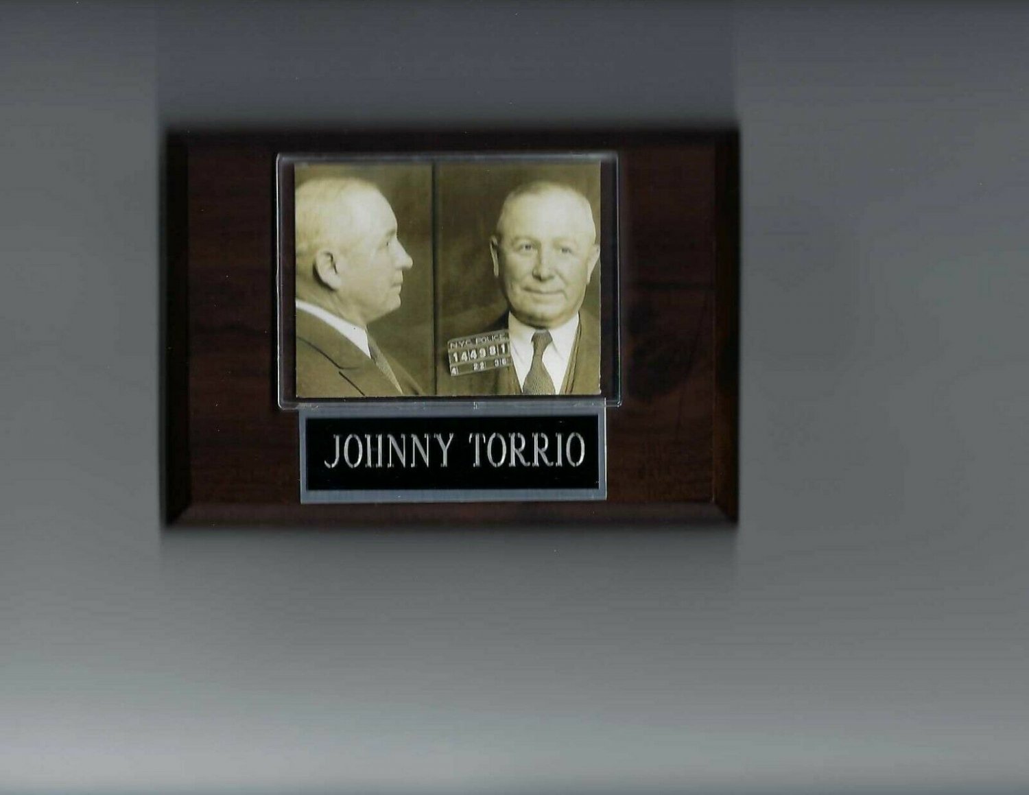 JOHNNY TORRIO MUG SHOT PLAQUE MAFIA ORGANIZED CRIME MOBSTER MOB
