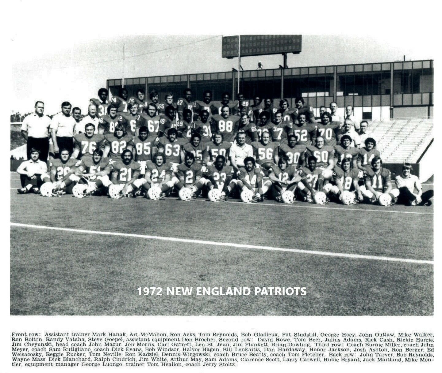 1972 NEW ENGLAND PATRIOTS 8X10 TEAM PHOTO FOOTBALL PICTURE NFL