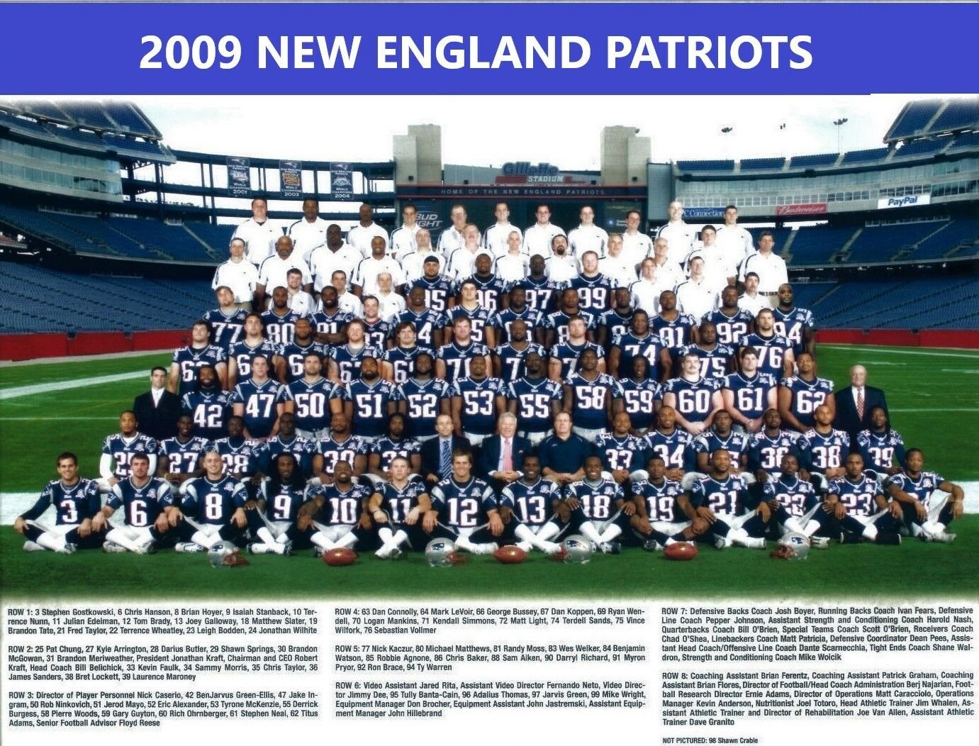 2009 NEW ENGLAND PATRIOTS 8X10 TEAM PHOTO FOOTBALL PICTURE NFL