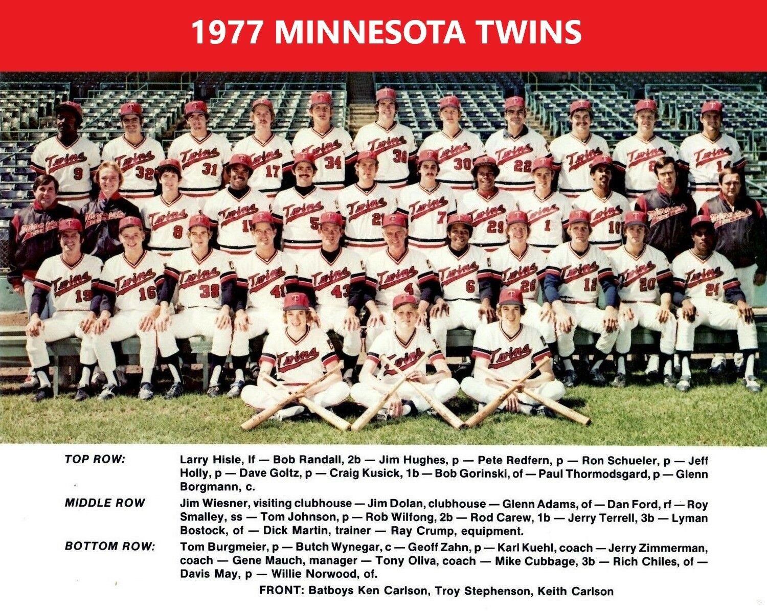 1977 MINNESOTA TWINS 8X10 TEAM PHOTO BASEBALL PICTURE MLB