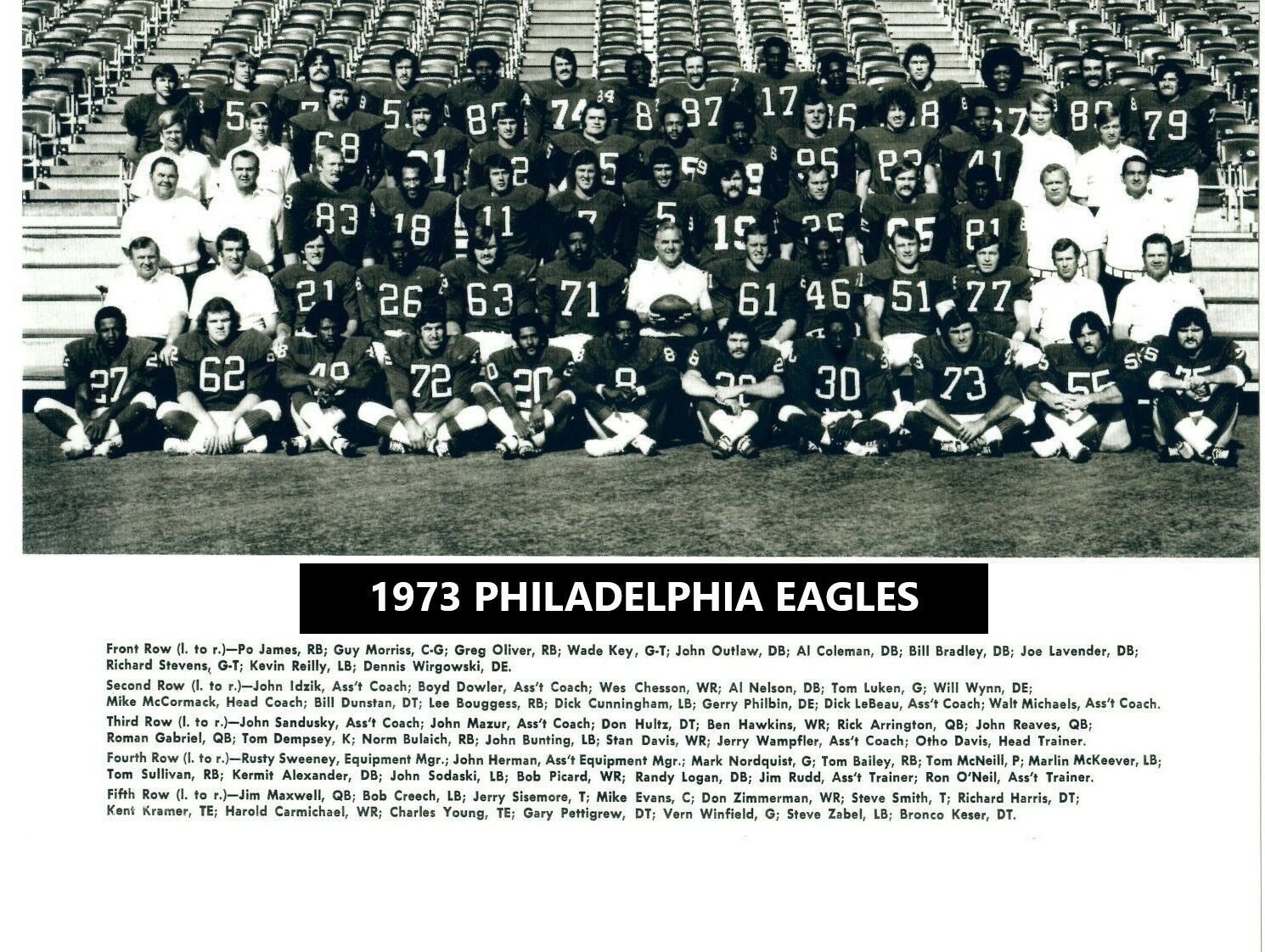 1973 PHILADELPHIA EAGLES 8X10 TEAM PHOTO FOOTBALL NFL PICTURE