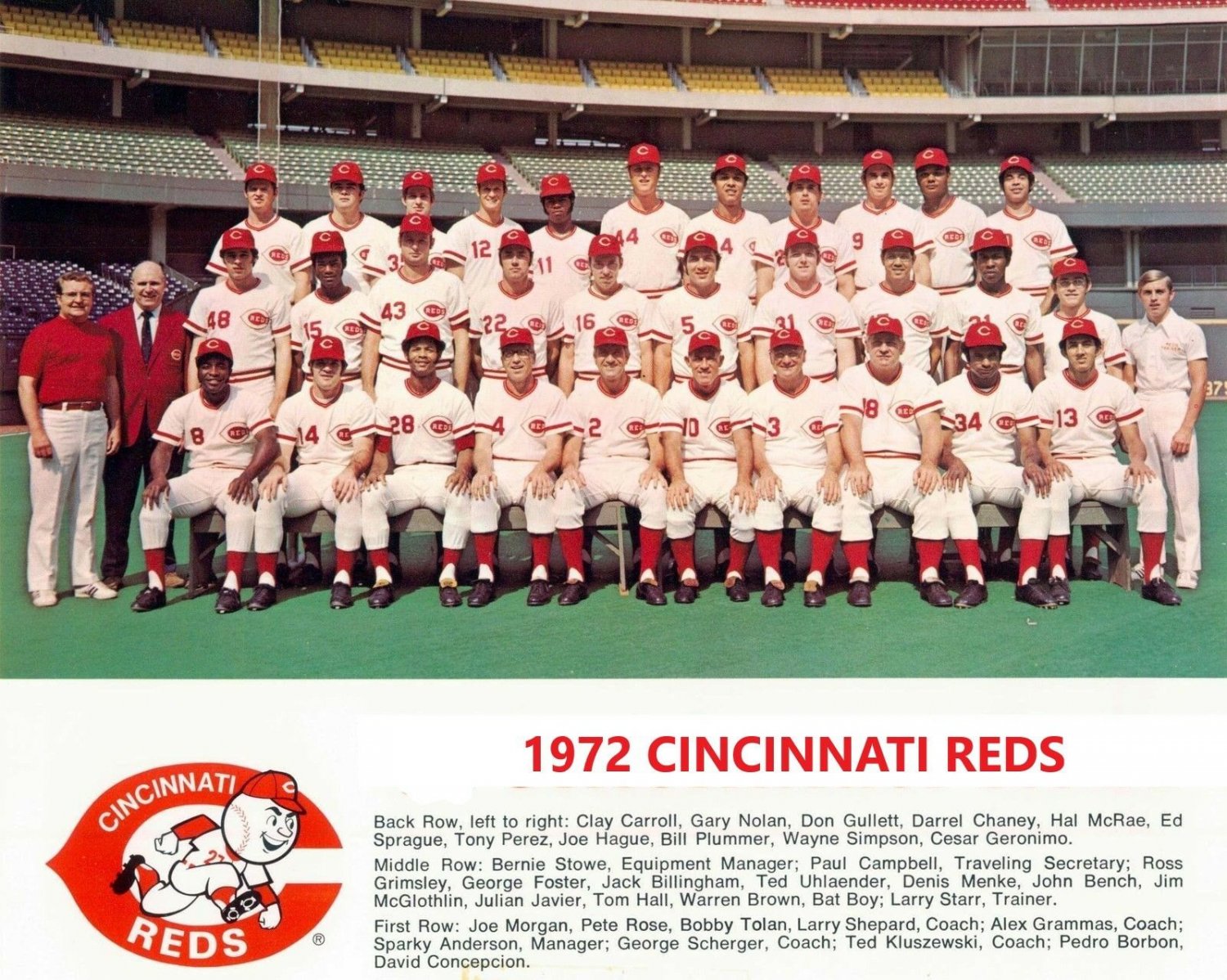 1972 CINCINNATI REDS 8X10 TEAM PHOTO BASEBALL PICTURE MLB