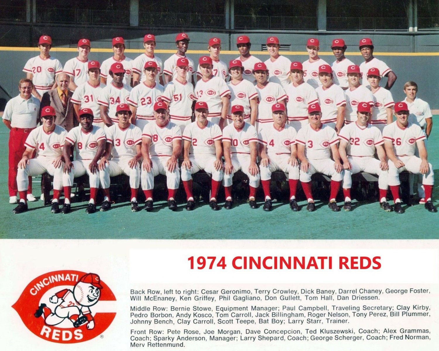 1974 CINCINNATI REDS 8X10 TEAM PHOTO BASEBALL MLB PICTURE