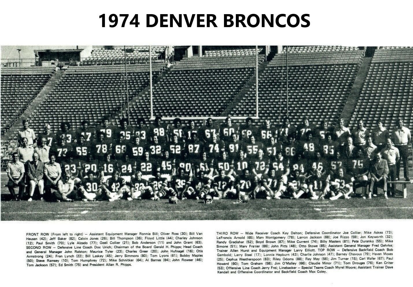 1974 DENVER BRONCOS 8X10 TEAM PHOTO PICTURE NFL FOOTBALL