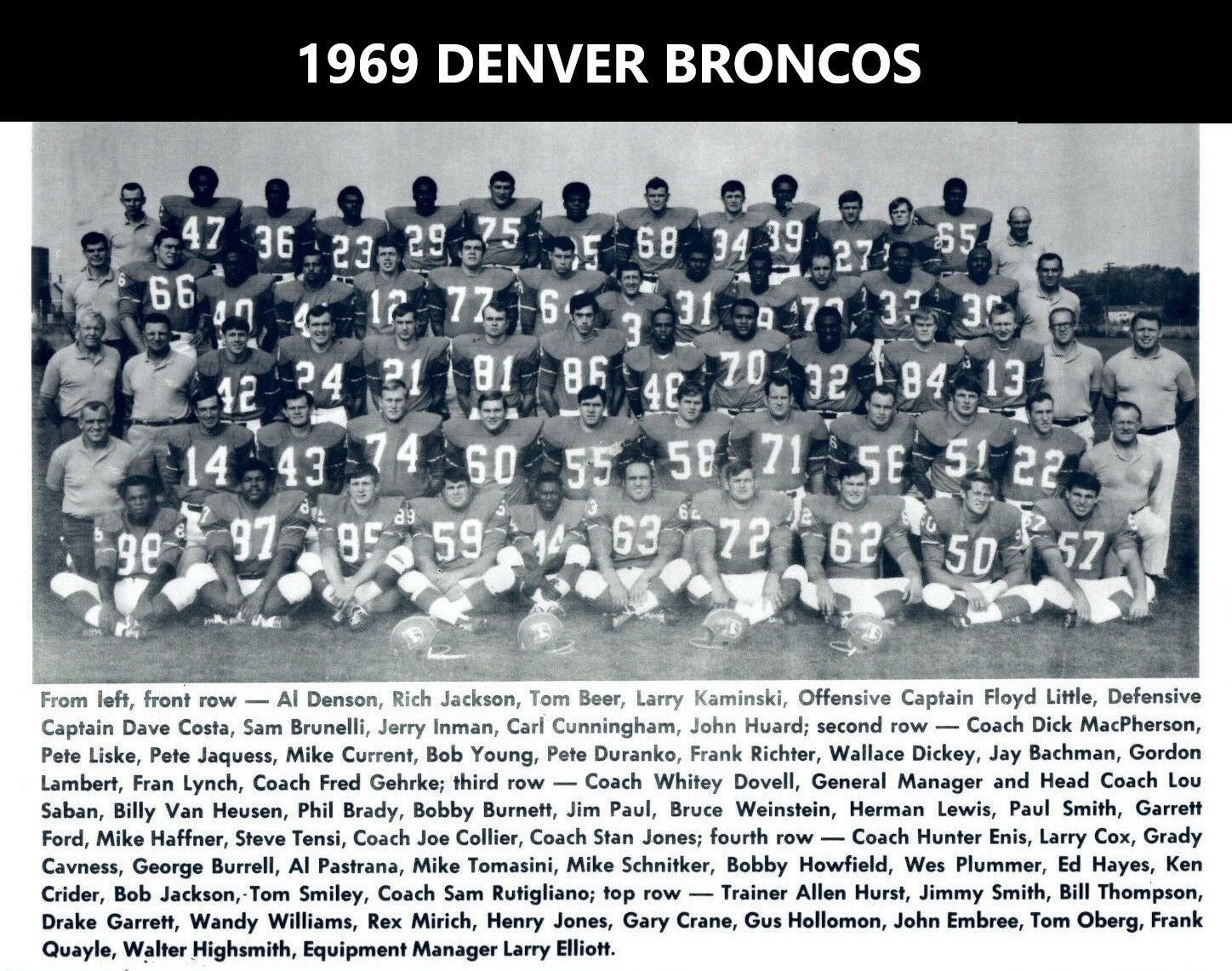 1969 DENVER BRONCOS 8X10 TEAM PHOTO PICTURE AFL FOOTBALL
