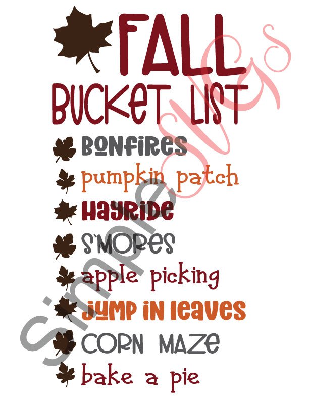 Fall Bucket List Sign Cut File Fall Bucket List Sign Cut File