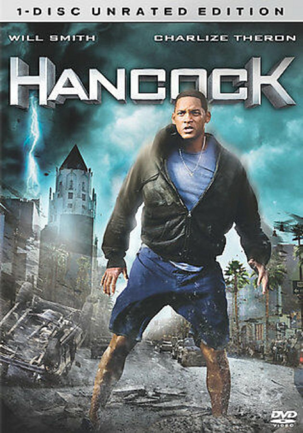 Hancock (DVD, 2008, Unrated Single Disc Version) LIKE NEW with FLYER