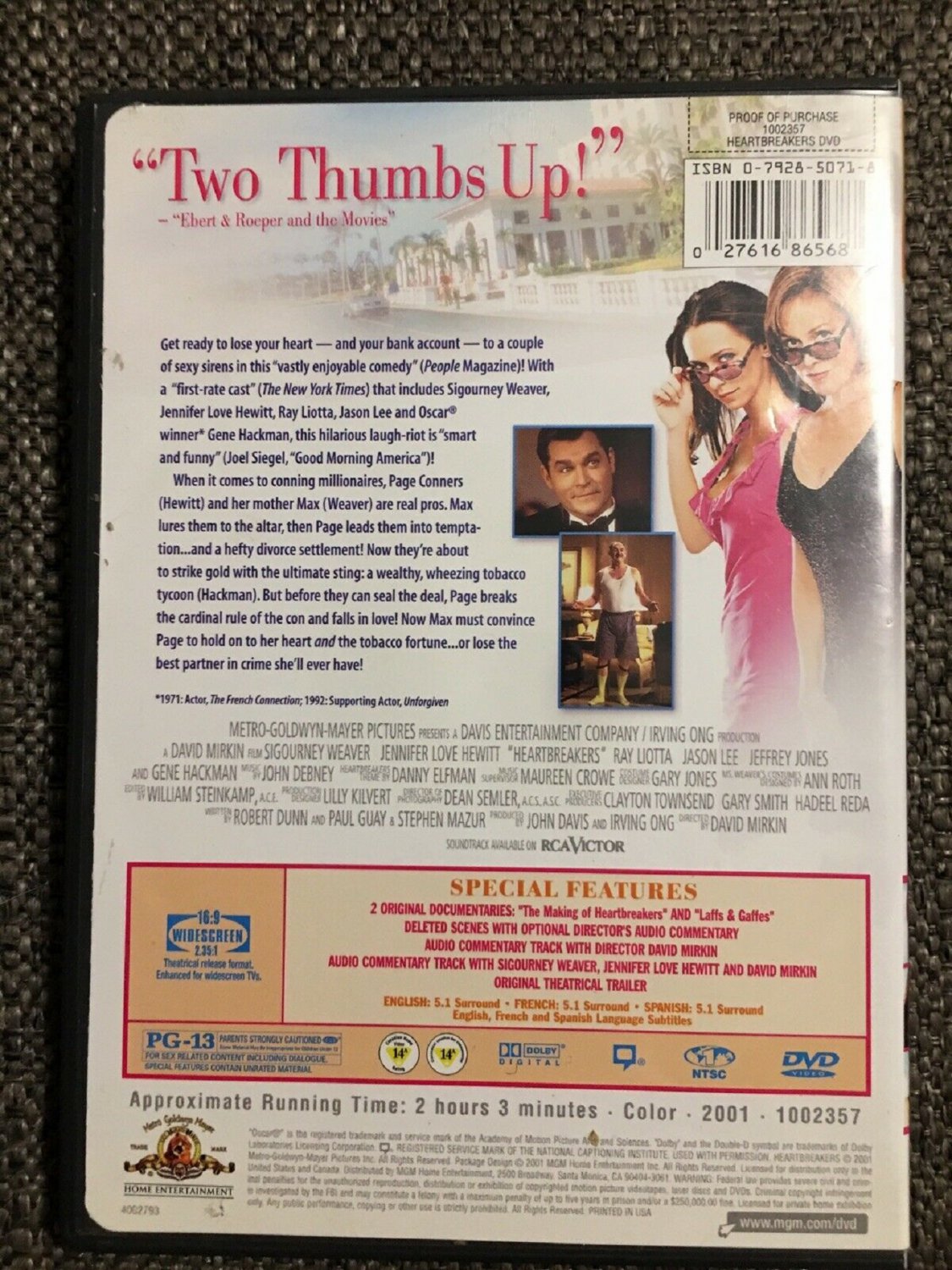 Heartbreakers (DVD, 2001, Special Edition) CONDITION LIKE NEW with FLYER