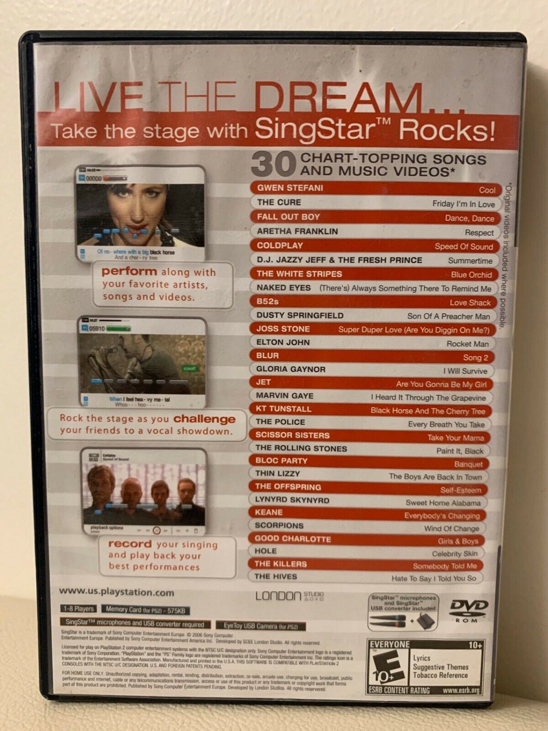 SingStar Rocks (Sony PlayStation 2, 2006) LIKE NEW with BOOKLET NO MICROPHONE