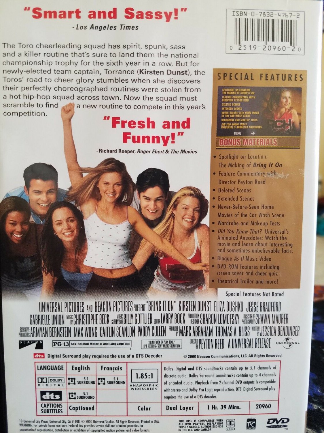 Bring it on DVD. Collector's Edition. Great Teen Cheer Movie VERY GOOD ...