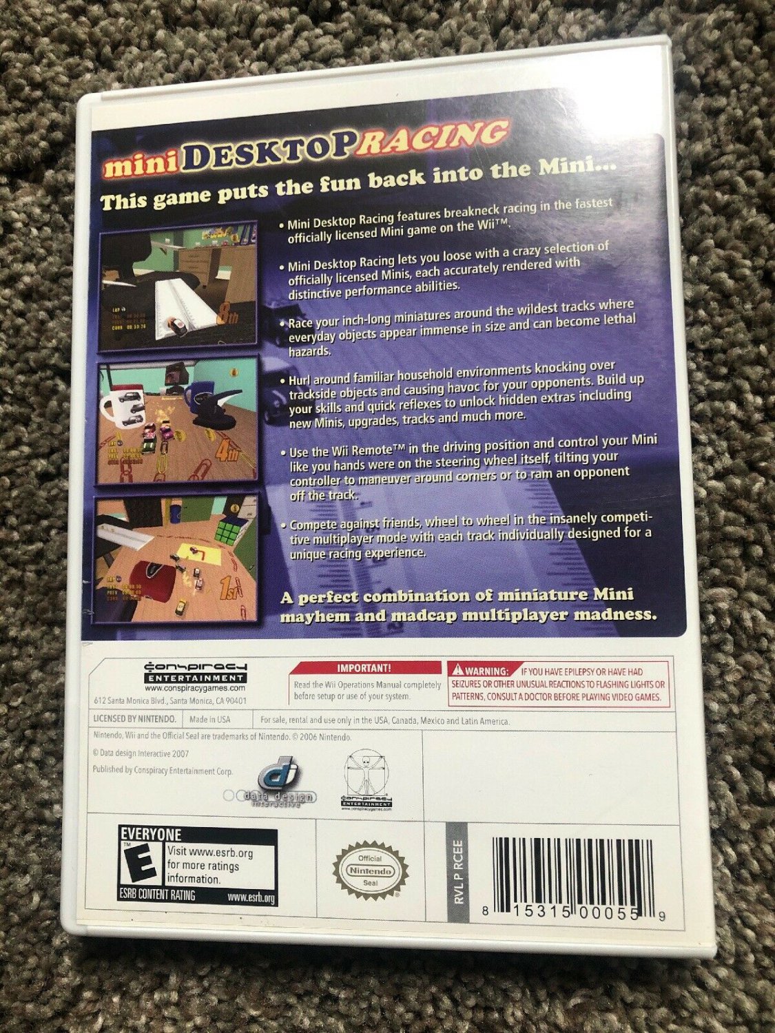 Mini Desktop Racing Nintendo Wii LIKE NEW with BOOKLET