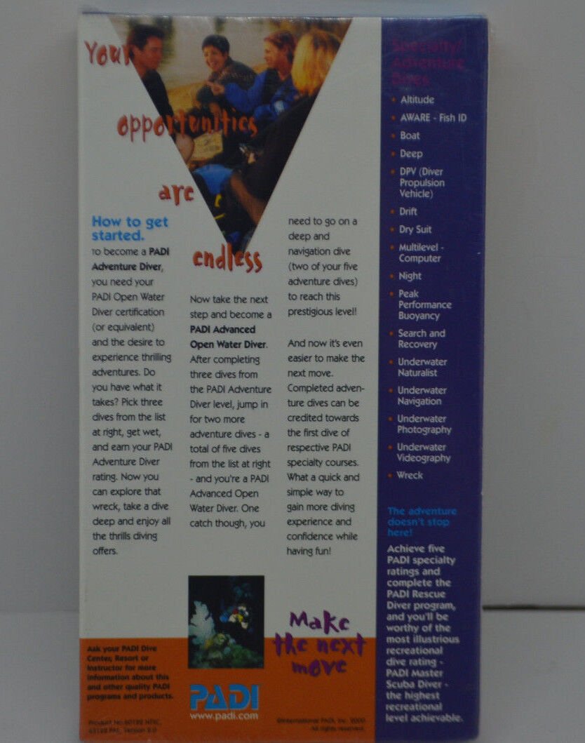 NEW Adventures in Diving PADI VHS TAPE RARE!