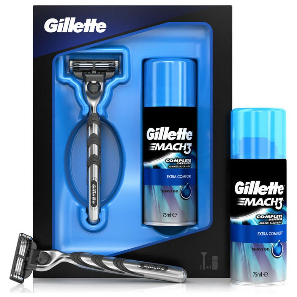 Gillette kit Mach3 knife + gel 75ml SET NEW