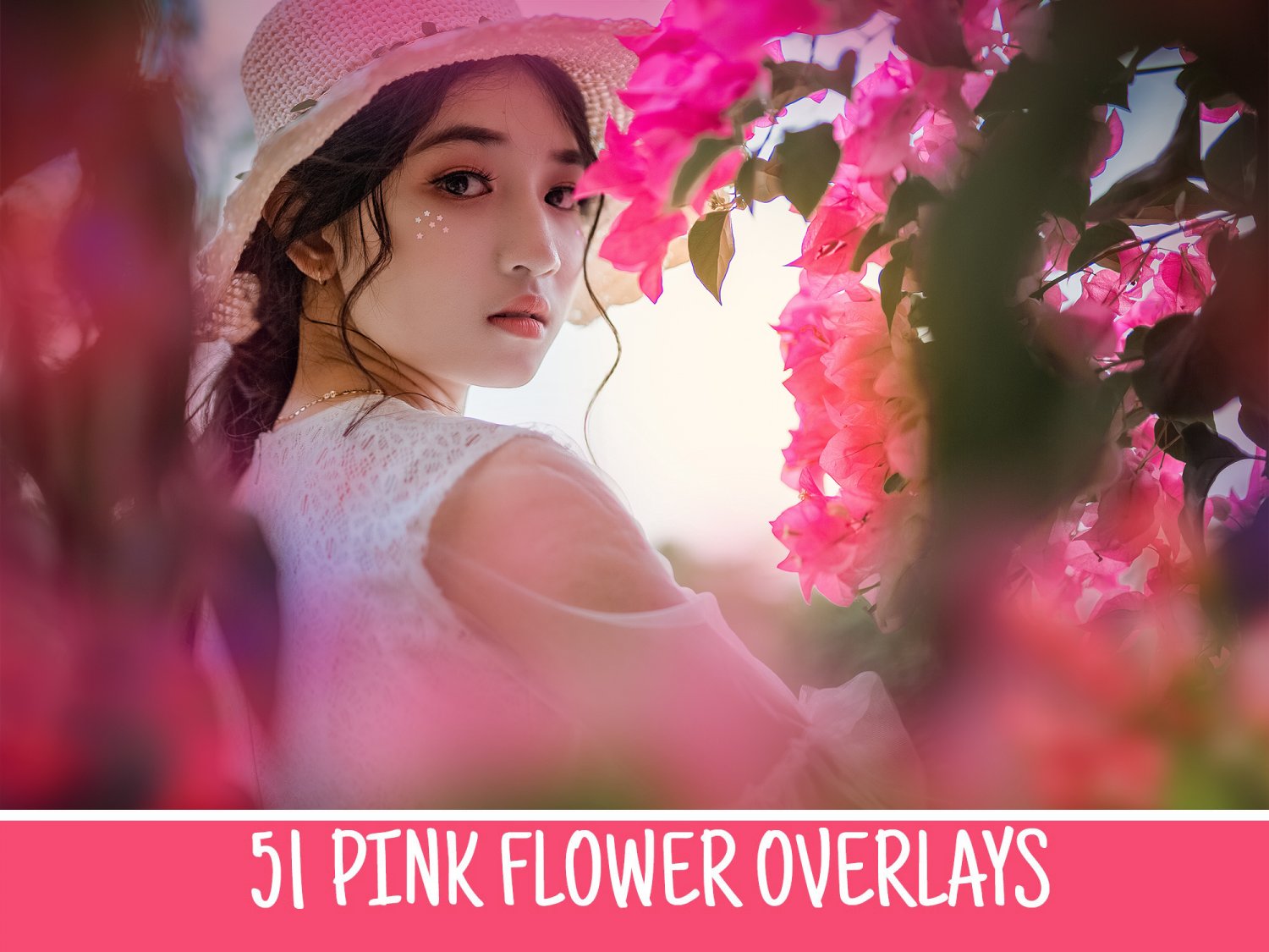 51 Pink flower overlays，photoshop summer overlays，digital backdrop