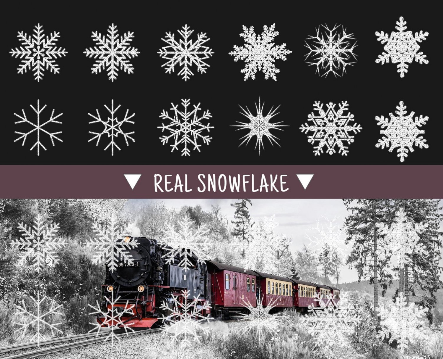 55 snow overlays:snowflake snowfall photoshop overlays