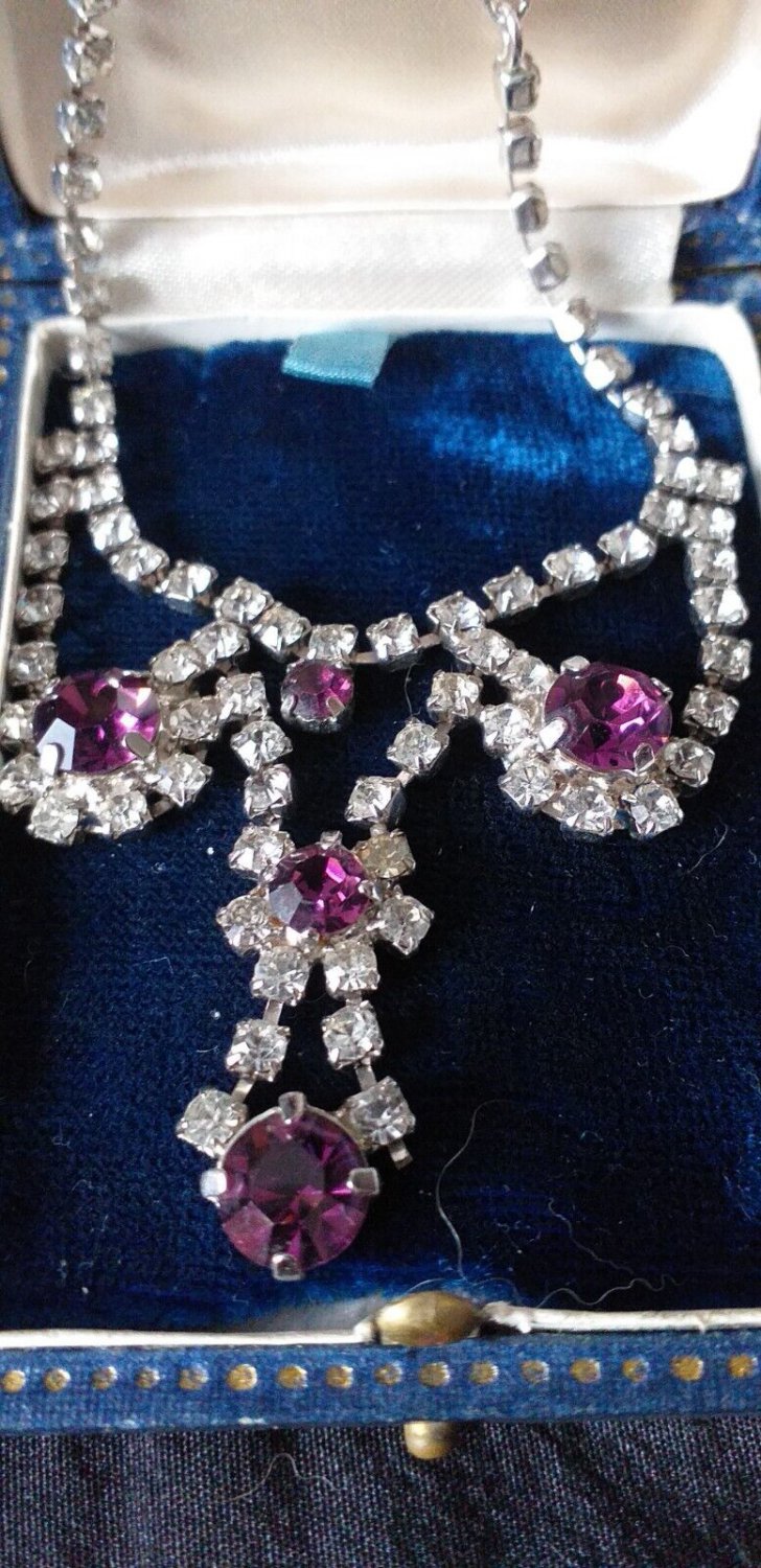 Antique Vintage 1930-s ART DECO Paste Diamond & Amethyst Rhinestone ...