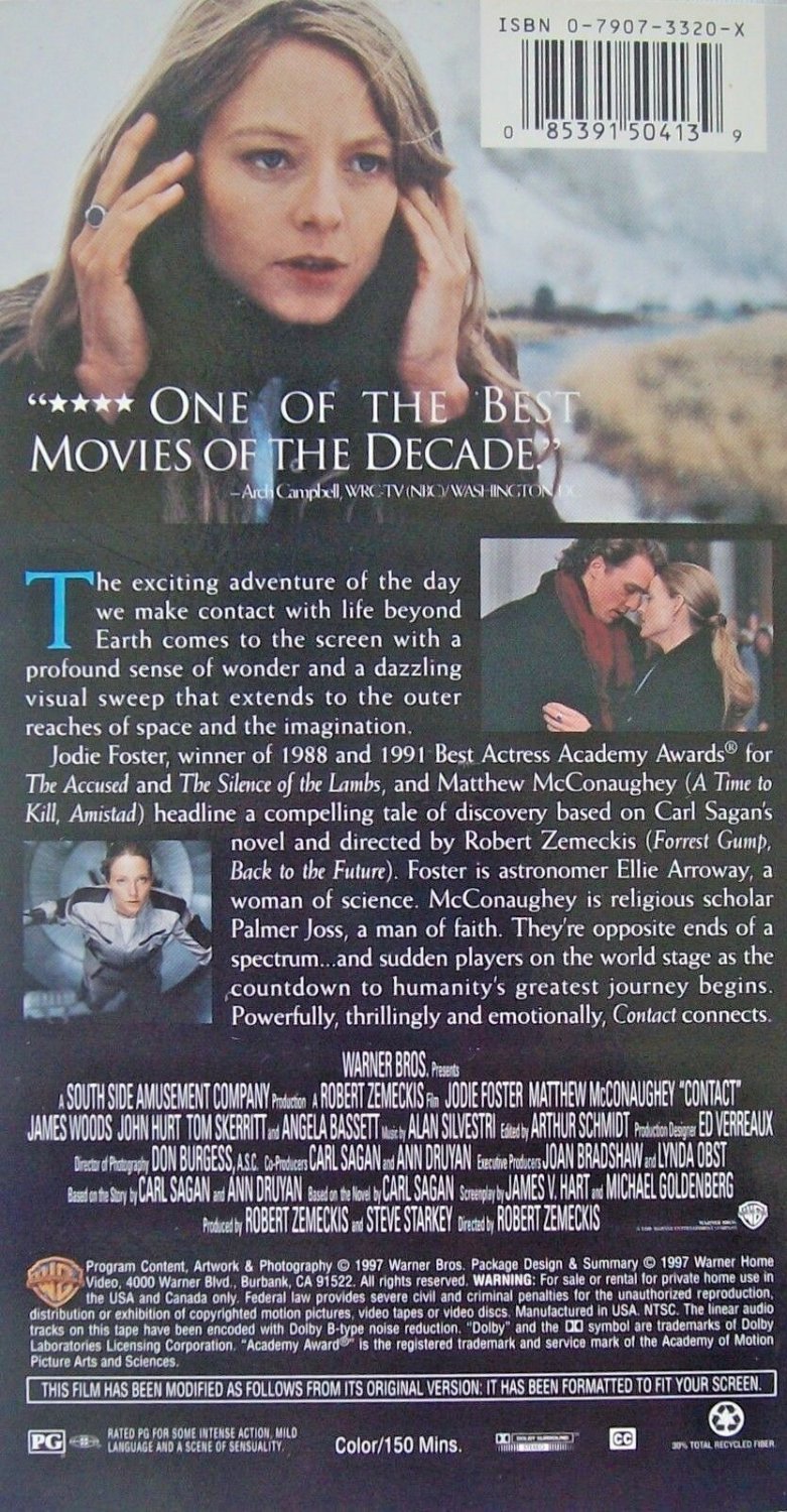 Contact (VHS, 1998) Jodie Foster, Matthew McConaughey, # 085391504139