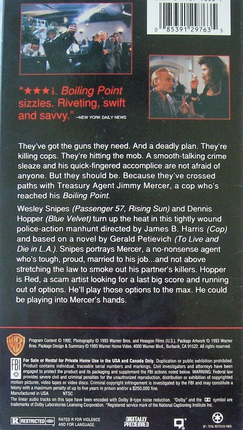 Boiling Point (VHS, 1993) Wesley Snipes, # 085391297635