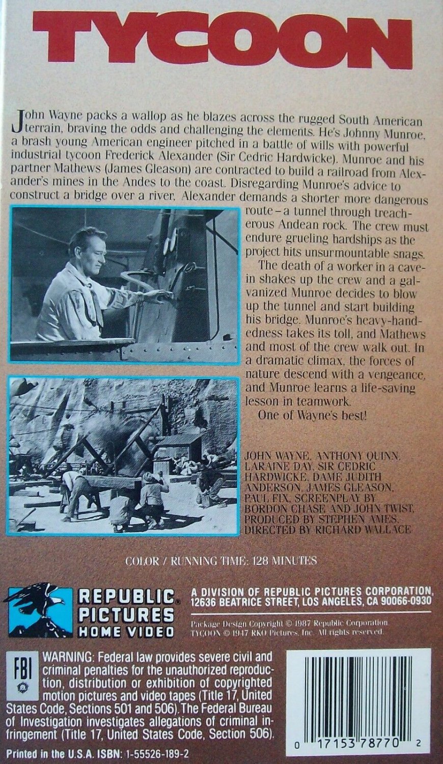 Tycoon (VHS, 1987) John Wayne Classic