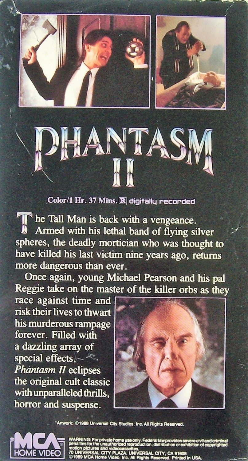 Phantasm II (VHS, 1988) Don Coscarelli Film, James Le Gross, Reggie ...