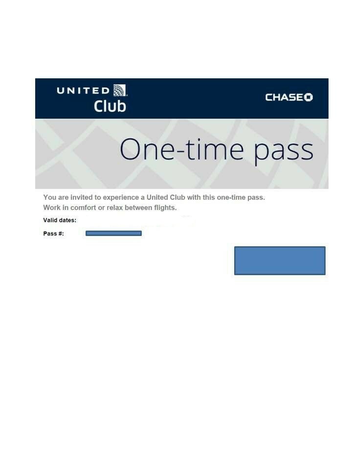 United Airlines Club Lounge One-Time Pass EXP 1 - 3 Weeks