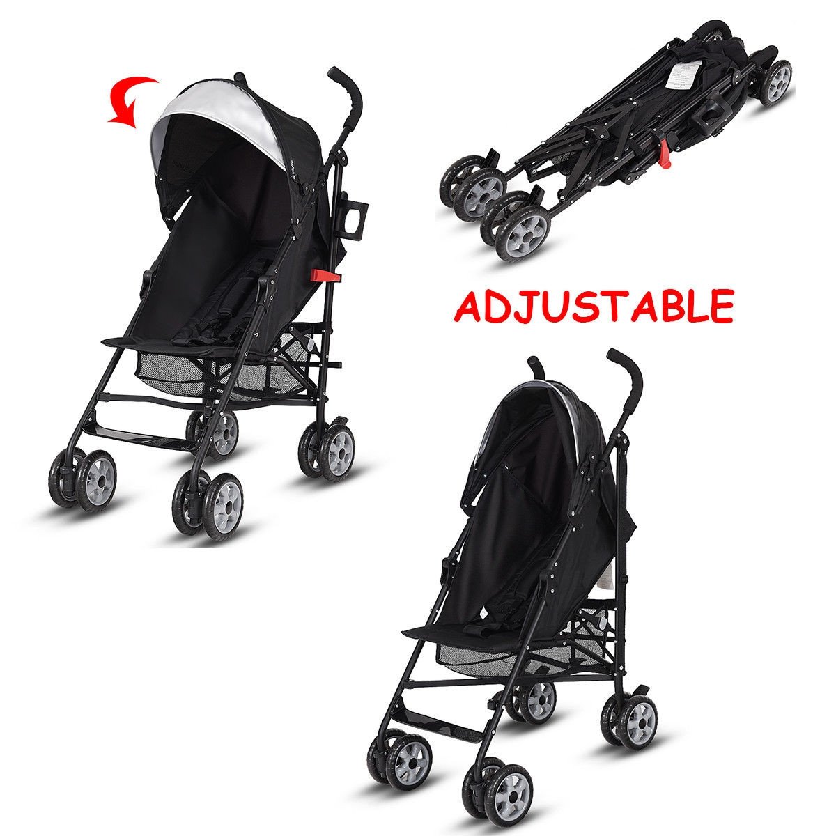 Baby Stroller Folding Lightweight Baby Toddler Umbrella Travel Stroller Bla