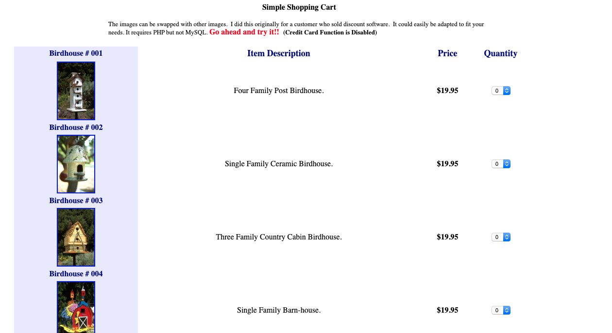 Simple Shopping Cart Script Php