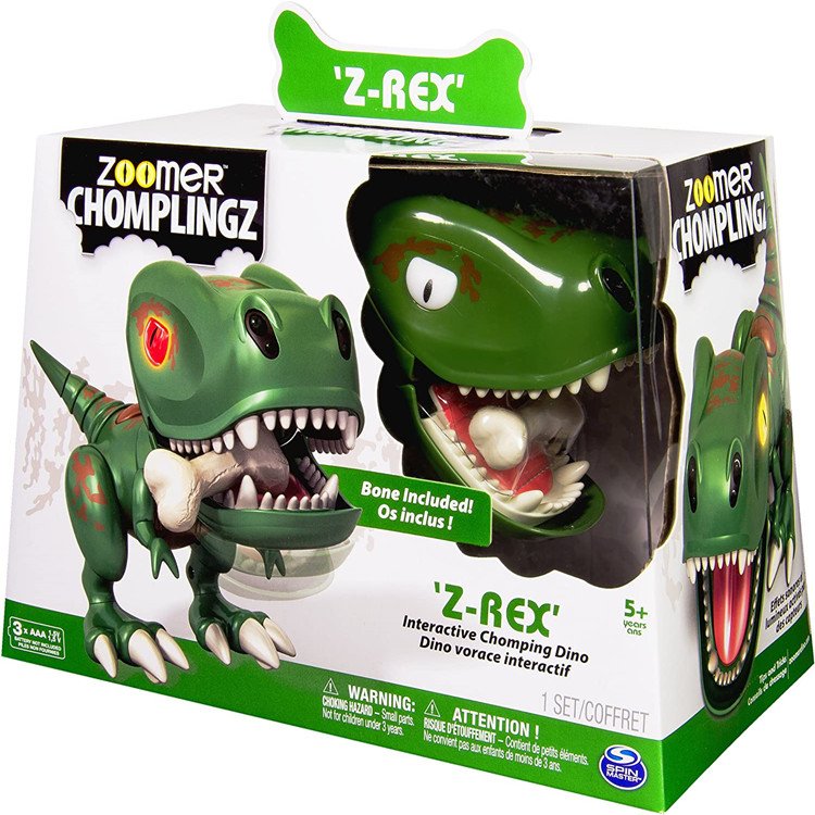 Zoomer Chomplingz Z-Rex Interactive Chomping Bone Robot Dinosaur with bone