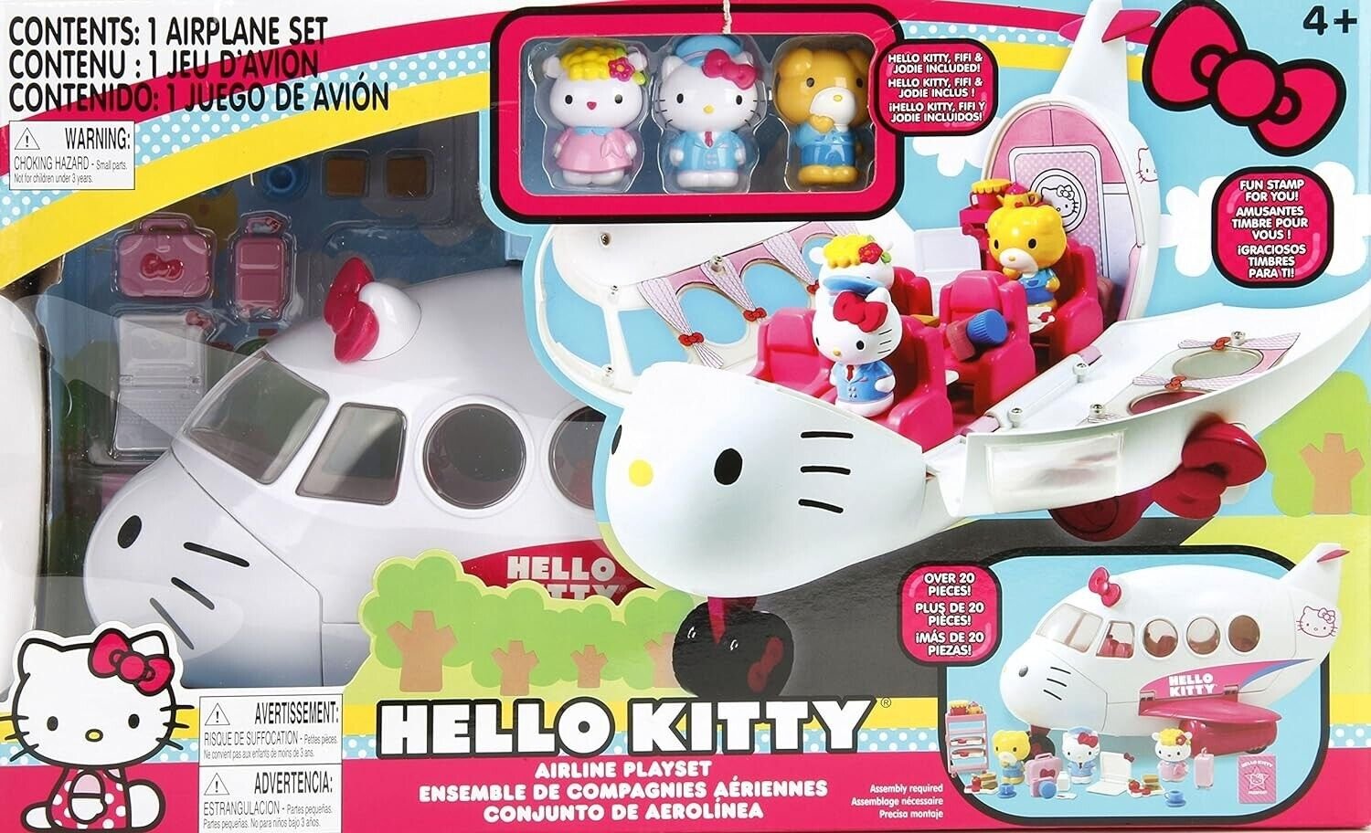 Hello Kitty Airplane Playset Jada Toys over 20 pieces Age 4+