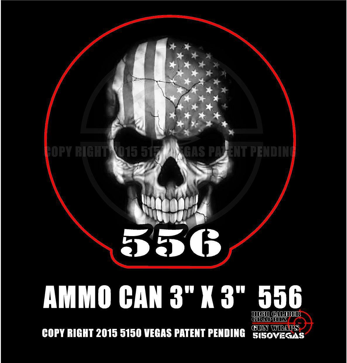 556 Ammo Label Decals for Ammunition Case 3" x 3" Skull Can Stickers 2 ...