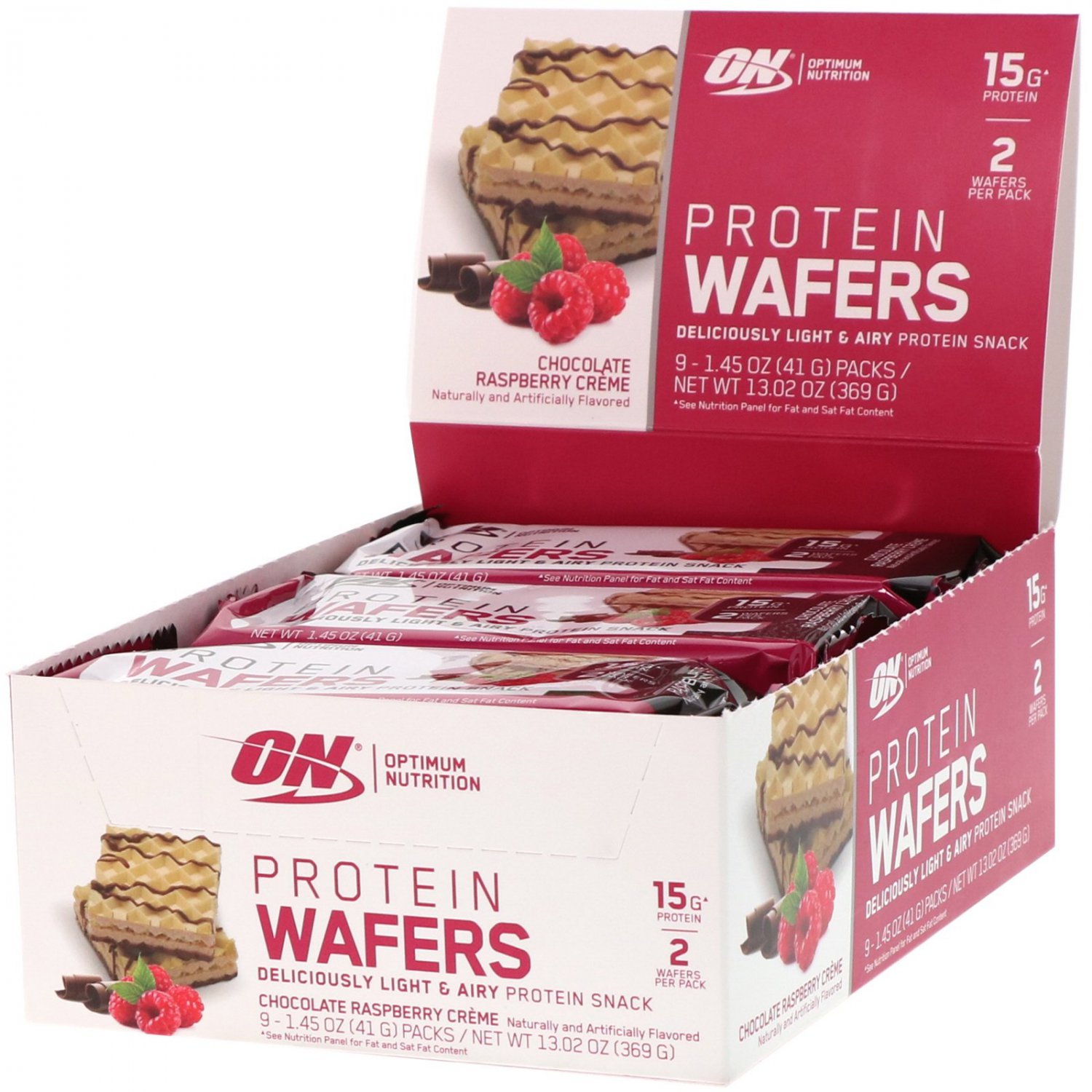 Optimum Nutrition, Protein Wafers, Chocolate Raspberry Creme, 9 Packs ...
