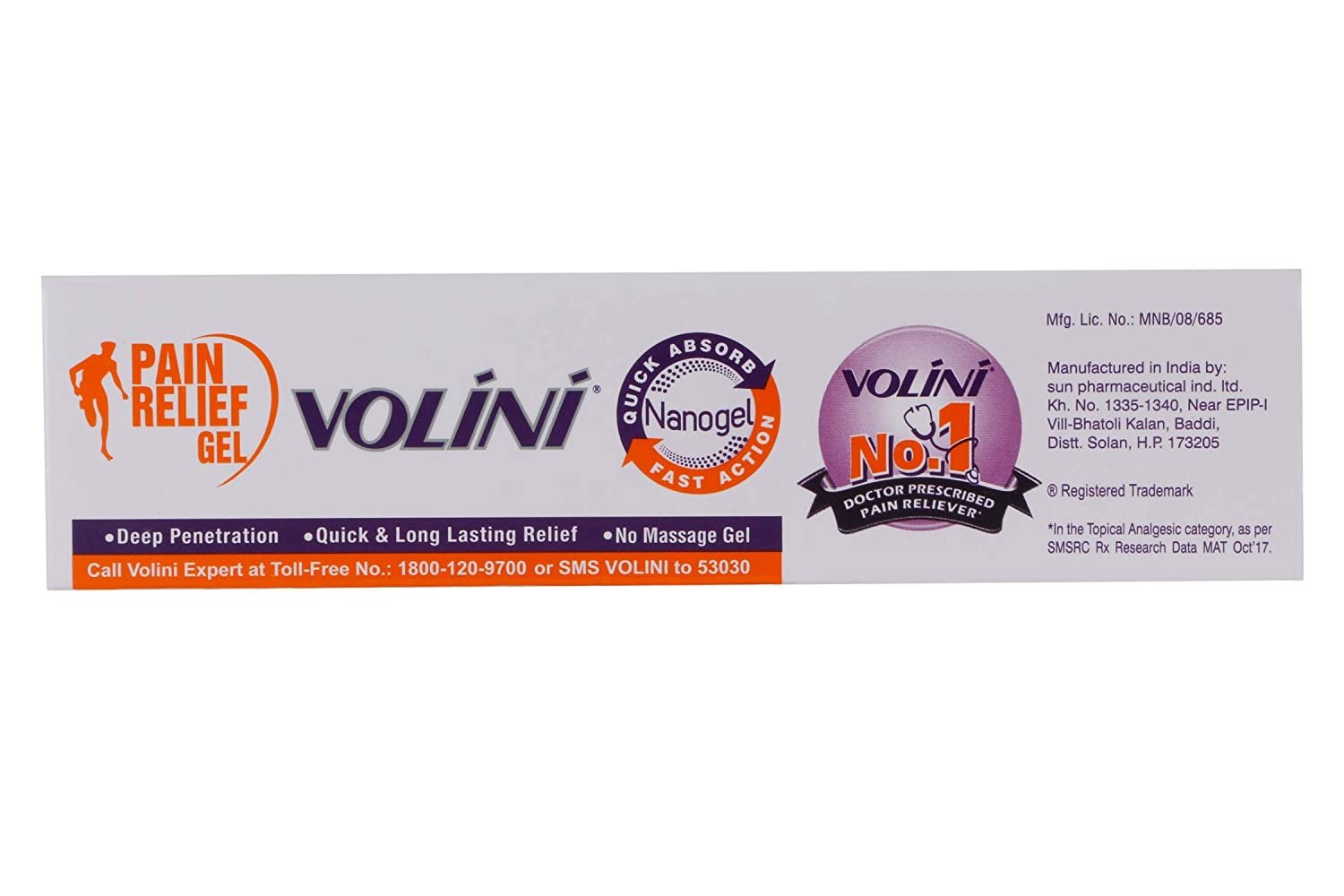Ranbaxy Volini Pain Relief Gel 75gm Pack of 2, Relief from Muscle pain ...