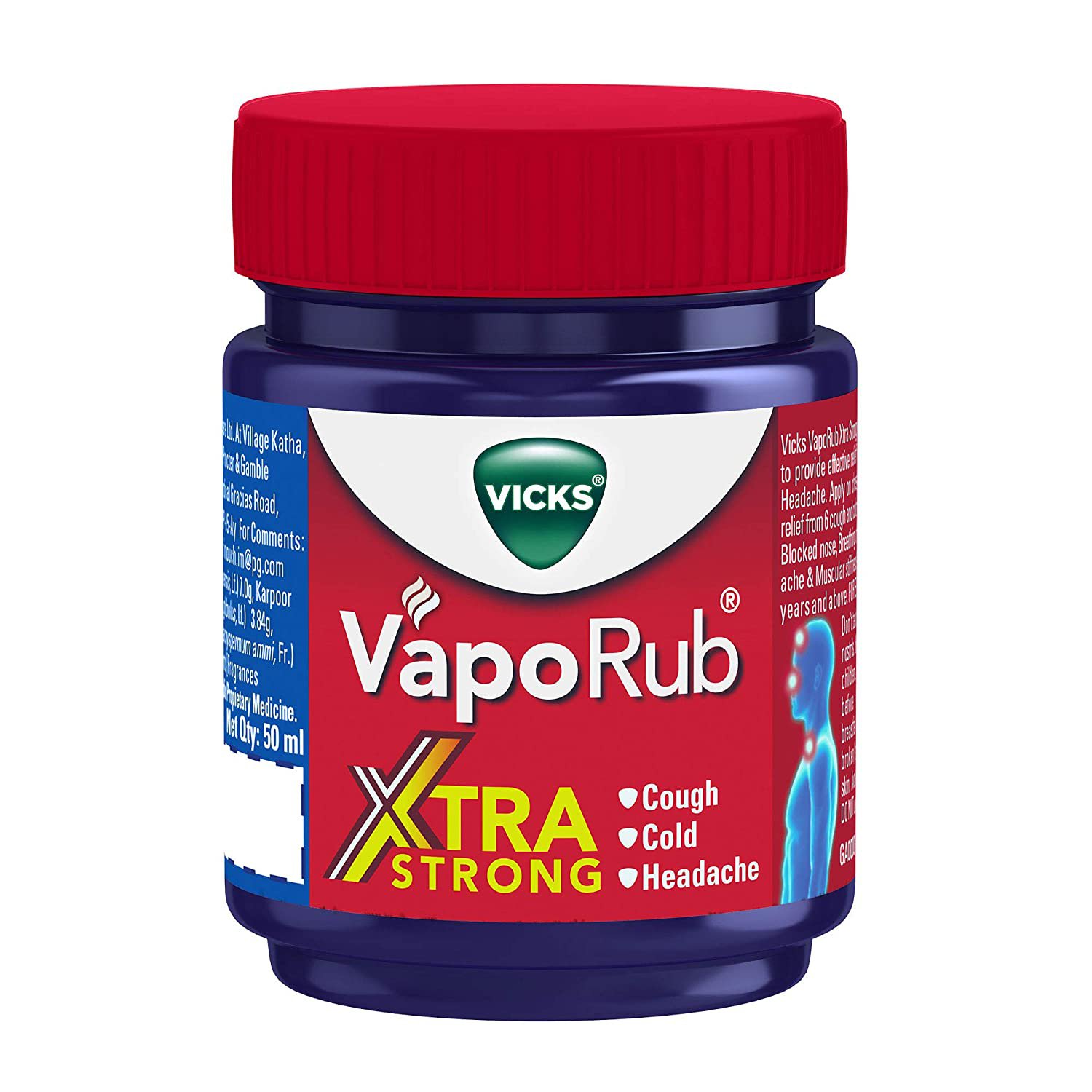Vicks Vapo Rub Xtra Strong 50ml, Effective Relief From Cough Cold and ...