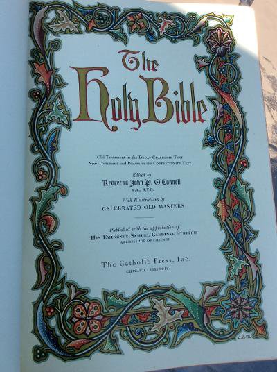 HOLY BIBLE Catholic Home Edition AEG Red Letter Old Masters from 1952 ...