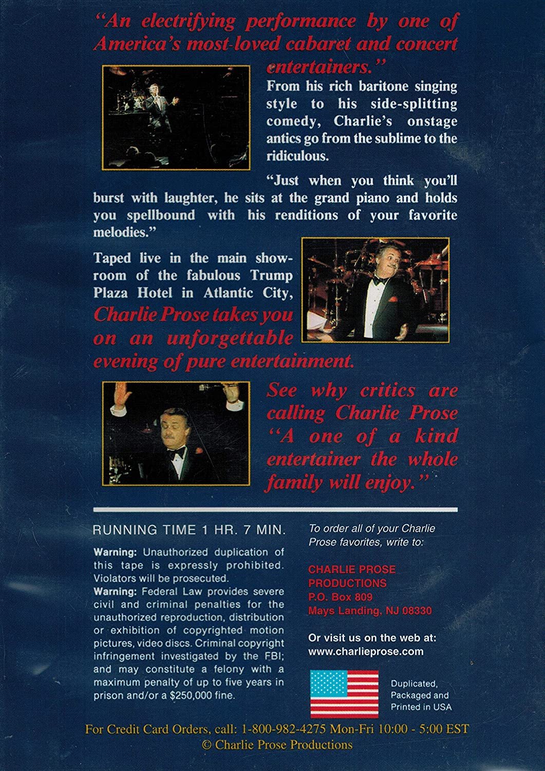 An Evening With Charlie Prose - Live from Trump Plaza Atlantic City DVD ...