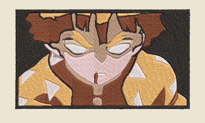 Anime Embroidery Pattern Demon Slayer Zenitsu Closeup Simple